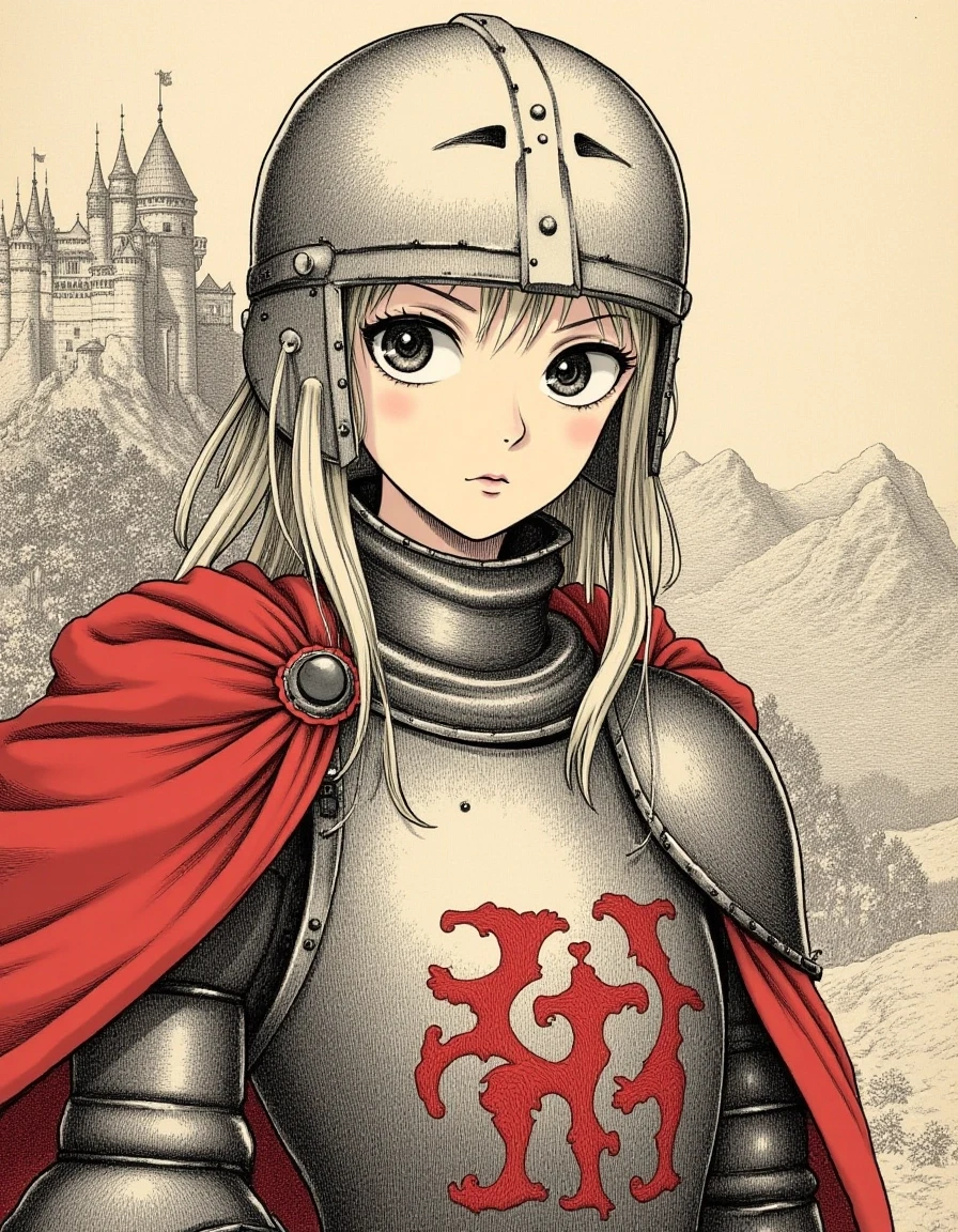 Medieval anime‑style art with elements of engraving... by Пламенный ...